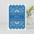 Papel Picado Blue Folk Art Boda Spanish Wedding Invitation | Zazzle