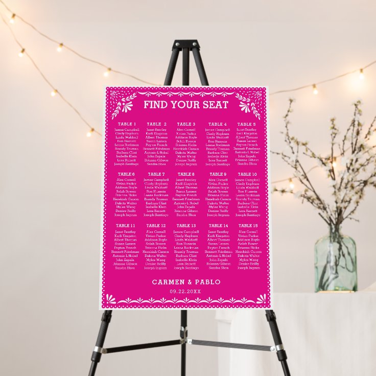Papel Picado Mexican Wedding Seating Chart Foam Board | Zazzle