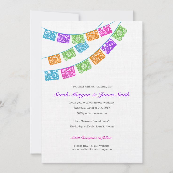 Papel Picado Multi-Color Wedding Invite | Zazzle