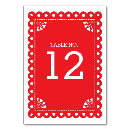 Papel Picado Table Number - Red | Zazzle