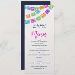 Papel Picado Wedding Menu Card | Zazzle