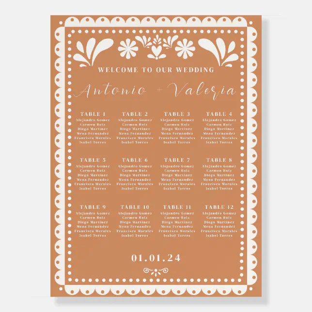 Papel Picado Wedding Seating Chart Sign Poster | Zazzle