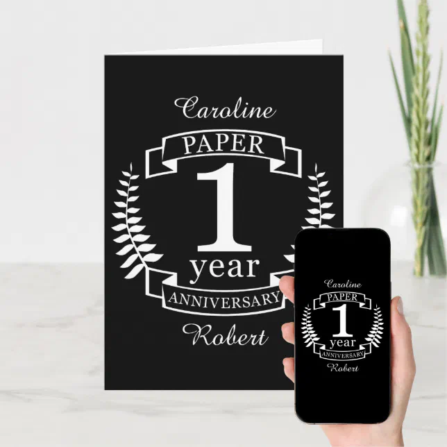 Paper 1st wedding anniversary 1 year card | Zazzle