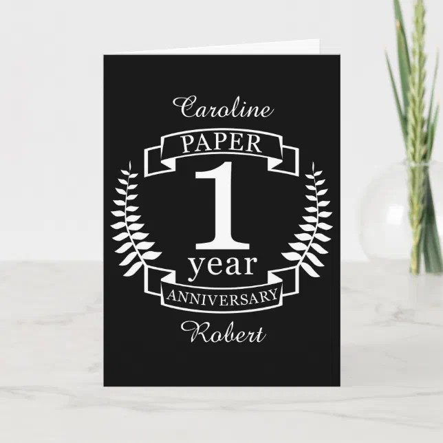 Paper 1st wedding anniversary 1 year card | Zazzle