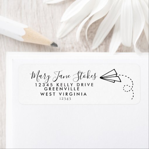 Paper aeroplane RETURN ADDRESS paper plane Label | Zazzle