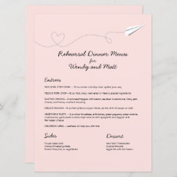Paper Airplane Menu Card | Zazzle