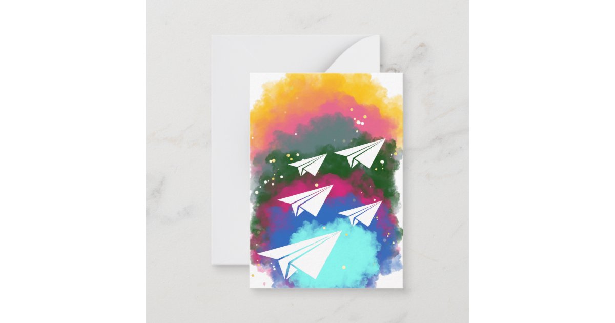 Paper airplanes and colored smoke Card | Zazzle