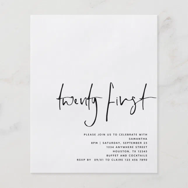 PAPER Black Script White 21st Birthday | Zazzle