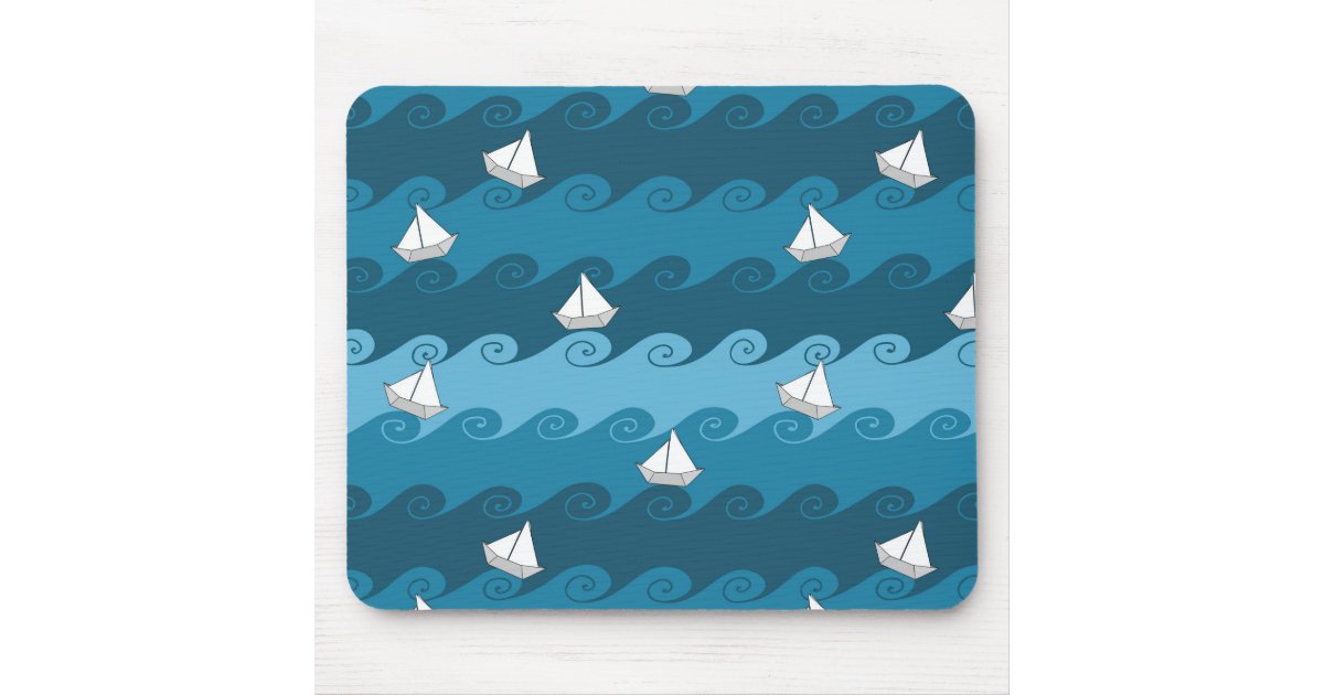 Paper Boats Pattern Mouse Pad | Zazzle