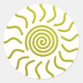 Paper Cut Yellow Sun Print Classic Round Sticker | Zazzle