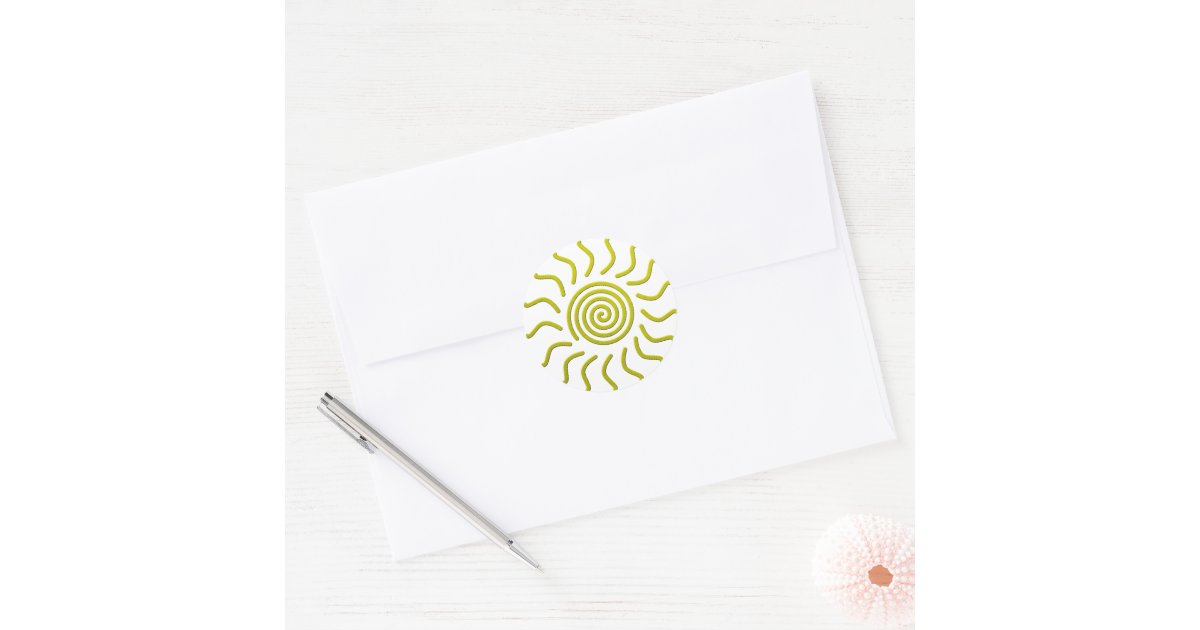 Paper Cut Yellow Sun Print Classic Round Sticker | Zazzle