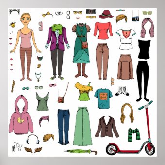 Paper Doll Poster | Zazzle
