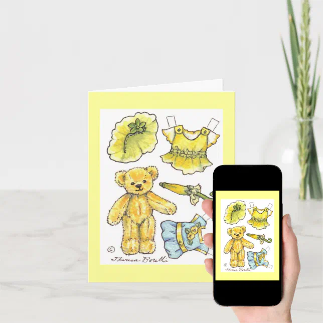 Paper Doll Teddy Blank Note Card | Zazzle
