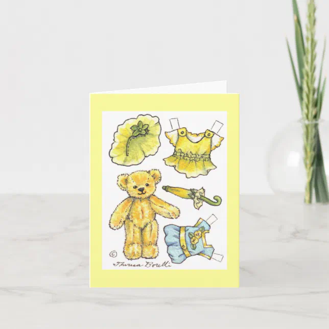 Paper Doll Teddy Blank Note Card | Zazzle