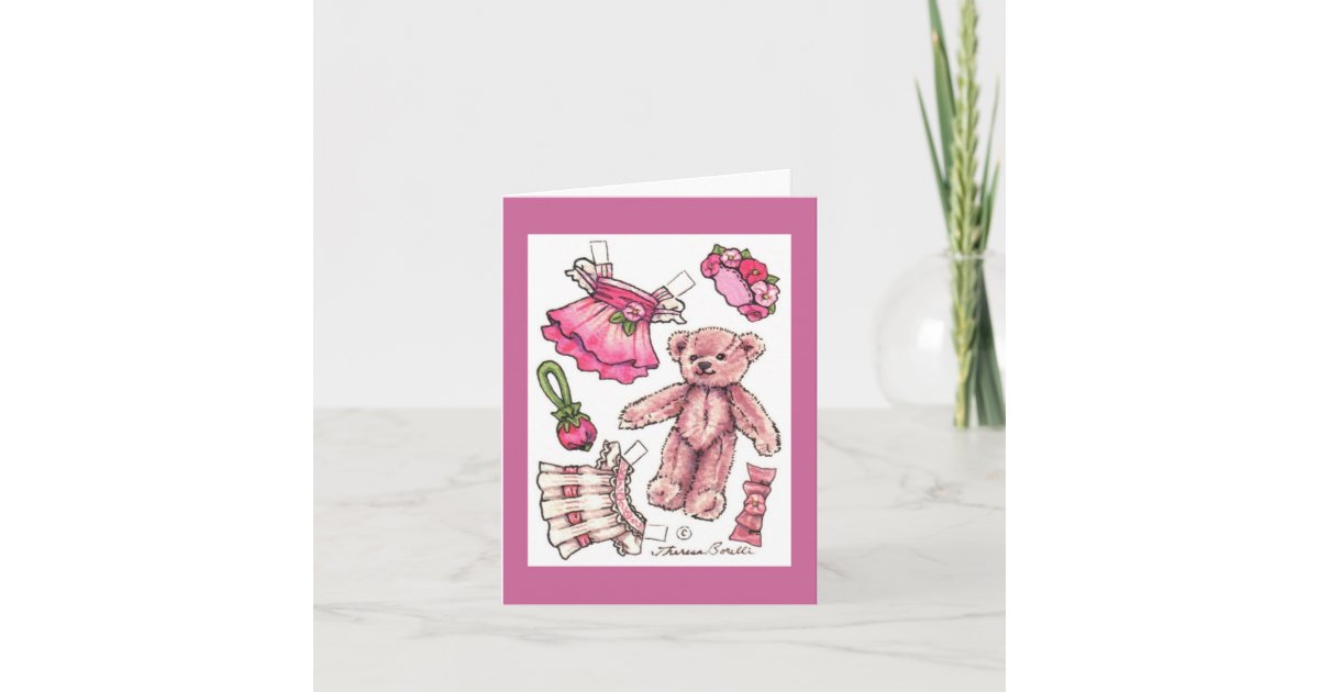Paper Doll Teddy Blank Note Card | Zazzle