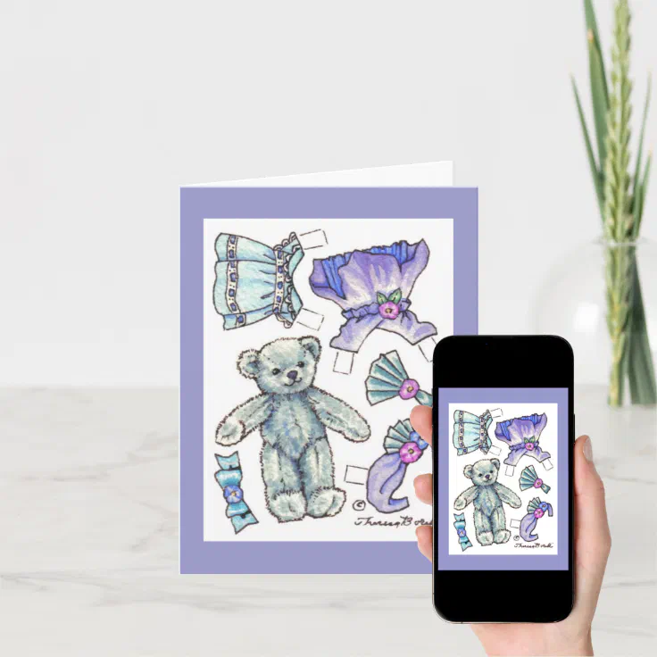 Paper Doll Teddy Blank Note Card | Zazzle