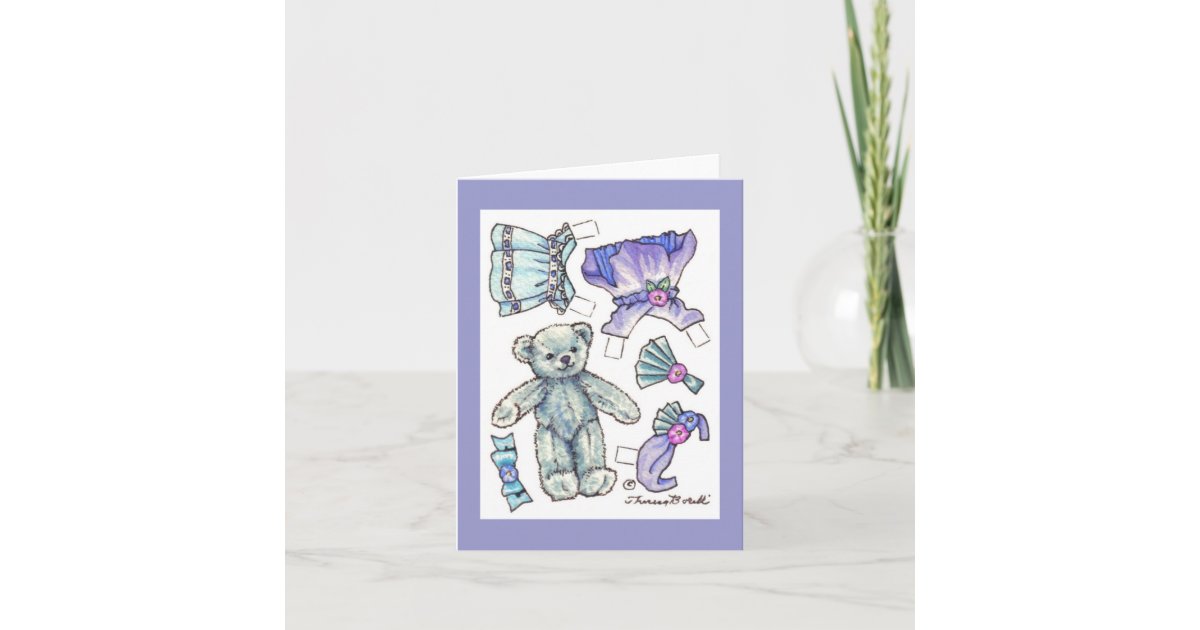 Paper Doll Teddy Blank Note Card | Zazzle