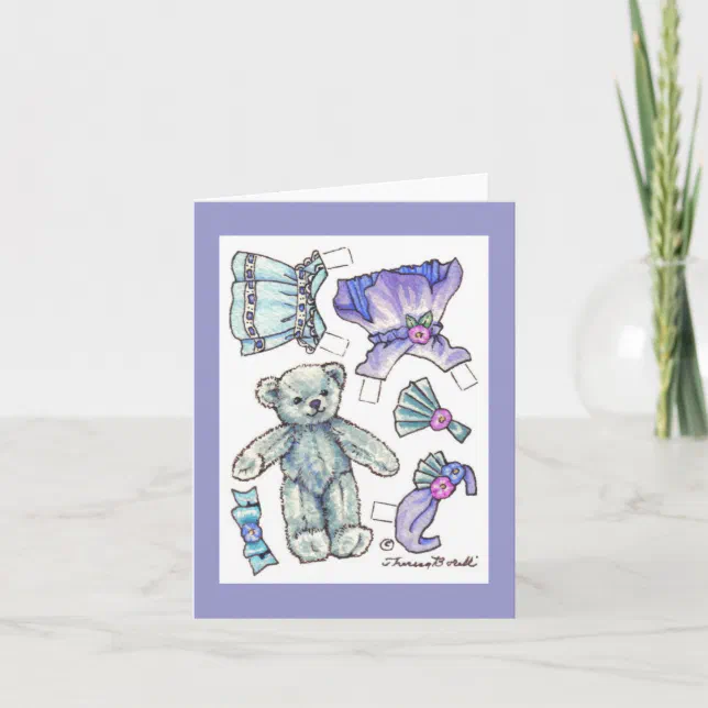 Paper Doll Teddy Blank Note Card | Zazzle