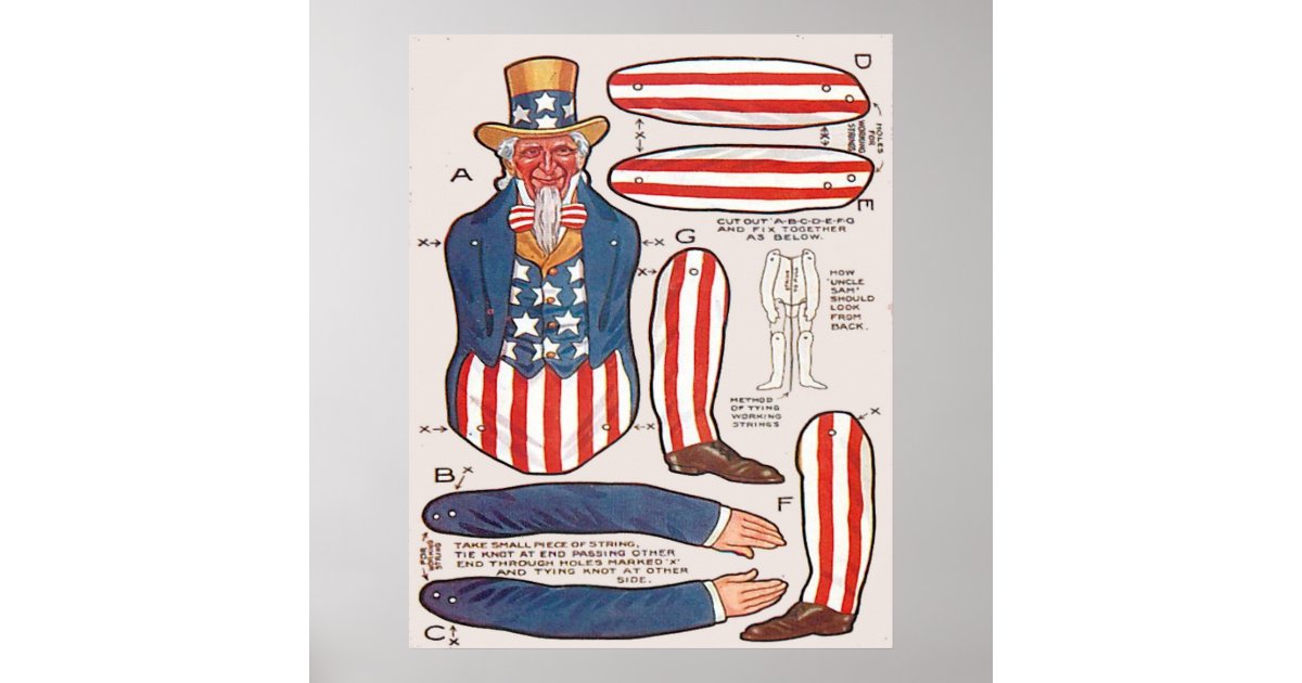 Paper Doll, Uncle Sam Poster | Zazzle