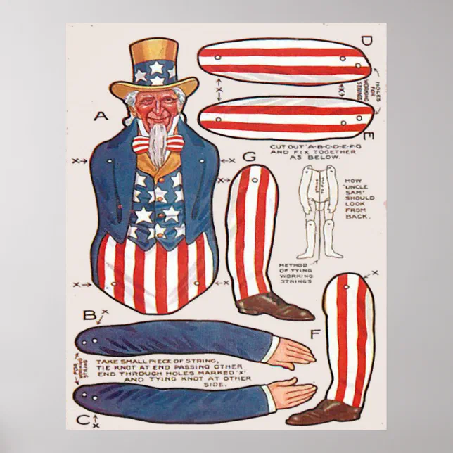 Paper Doll, Uncle Sam Poster | Zazzle