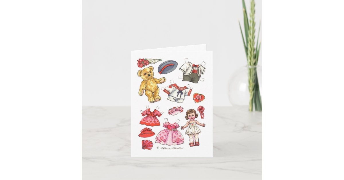 Paper Doll Valentine Holiday Card | Zazzle