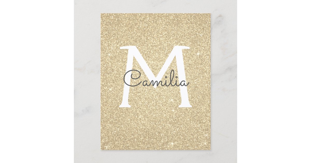 Paper Gold Glitter Monogram Quinceanera | Zazzle