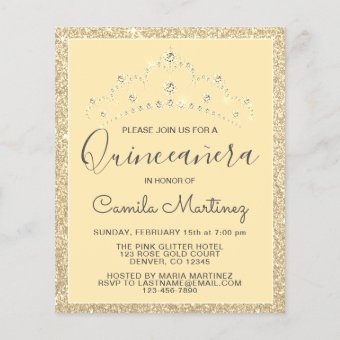 Paper Gold Glitter Monogram Quinceanera | Zazzle
