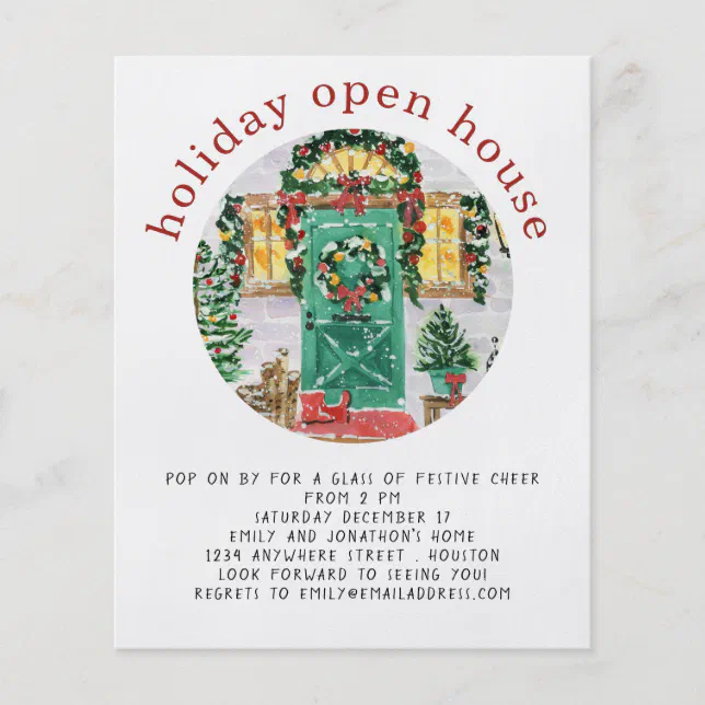 PAPER | Holiday Open House Party Red Flyer | Zazzle