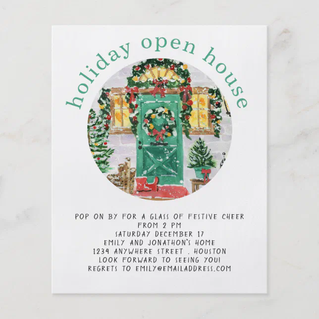 PAPER | Holiday Open House Party Teal Flyer | Zazzle