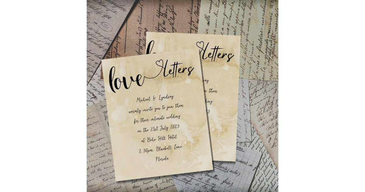 Paper Love Letters Handwritten Wedding Invitations | Zazzle