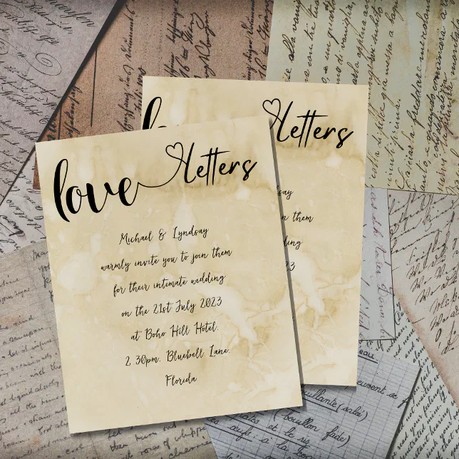 Paper Love Letters Handwritten Wedding Invitations | Zazzle