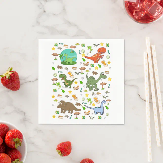 Paper Napkins, Cute Dinosaur Napkins | Zazzle