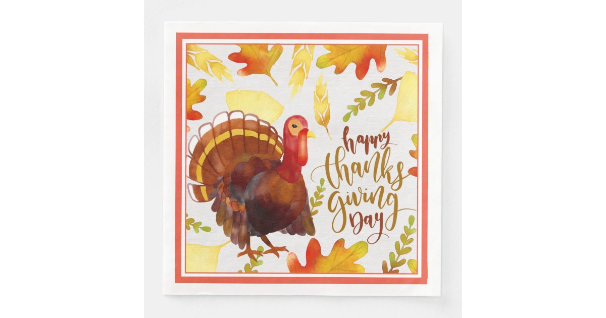 Paper Napkins-Dinner-Happy Thanksgiving Turkey Paper Dinner Napkins ...