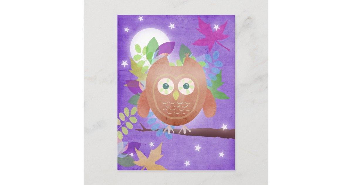 Paper owl - purple - post cards | Zazzle