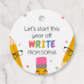Paper Pencil Back to School Round Favor Tags | Zazzle