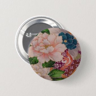 Paper Peonies from Japan Button | Zazzle