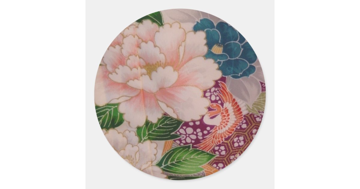 Paper Peonies from Japan Classic Round Sticker | Zazzle