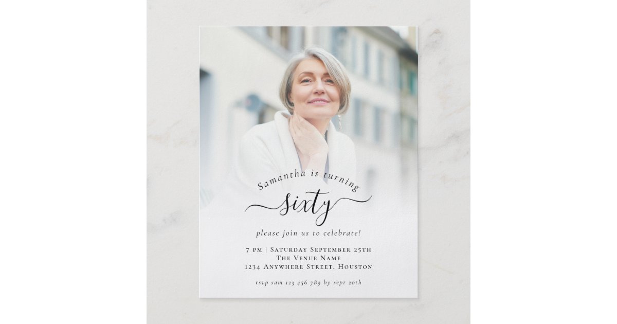 PAPER Photo Script 60th Birthday Party Invitation | Zazzle