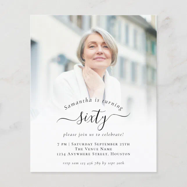 PAPER Photo Script 60th Birthday Party Invitation | Zazzle