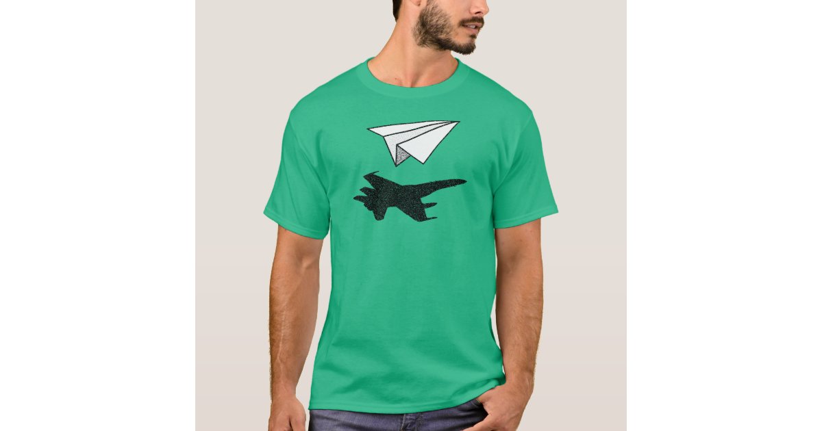 Paper Plane Fighter Jet Shadow T-Shirt | Zazzle.com