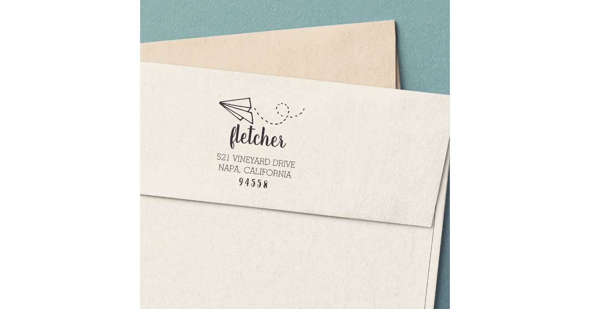Paper Plane Return Address Self-inking Stamp | Zazzle