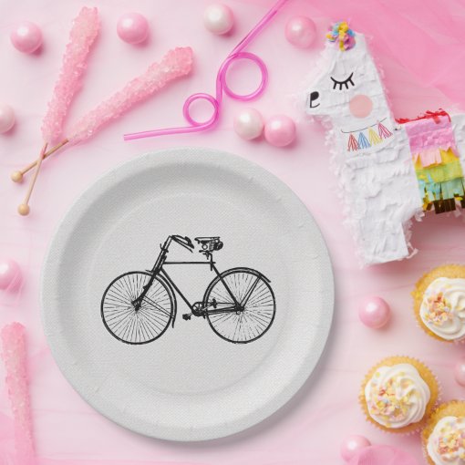 Paper plate bicycle bike black white | Zazzle