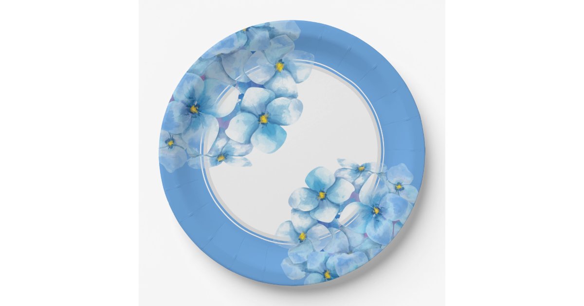 Paper Plate-Blue Hydrangeas Paper Plates | Zazzle