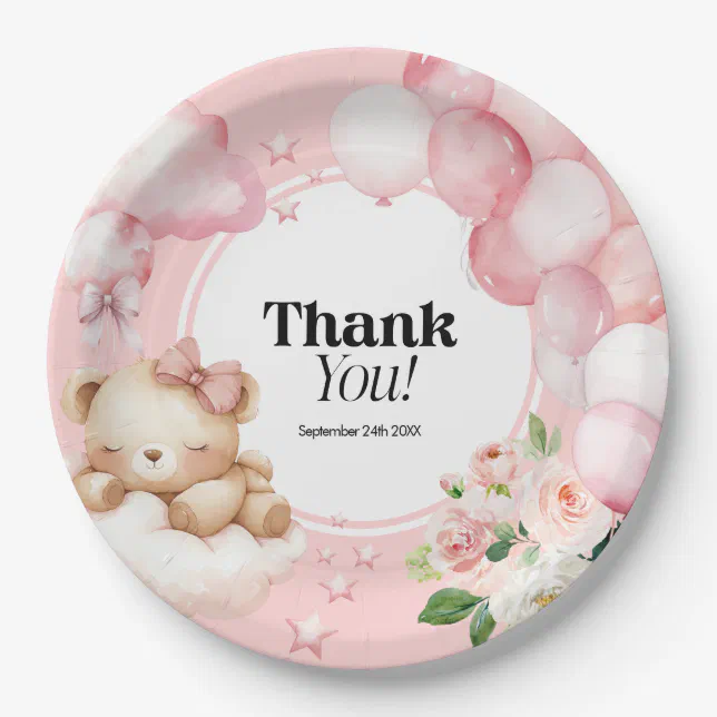 Paper Plates Baby Shower Pink | Zazzle