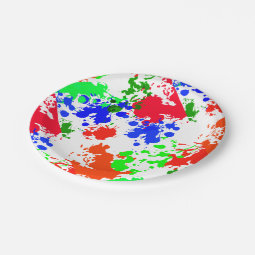 Paper Plates Bright Neon Paint Splatter Pattern | Zazzle