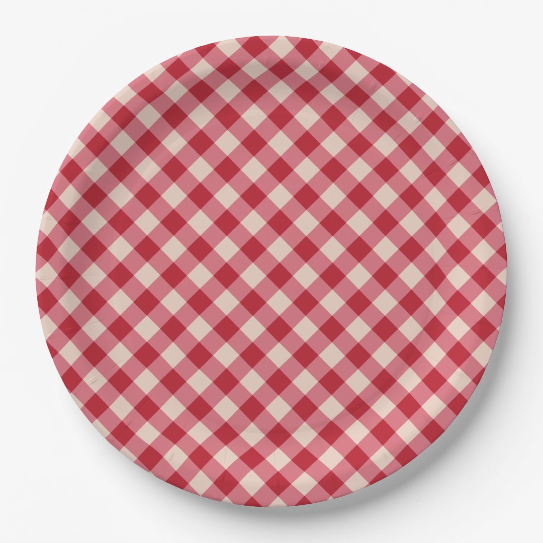 Paper Plates - Red Gingham Pattern | Zazzle