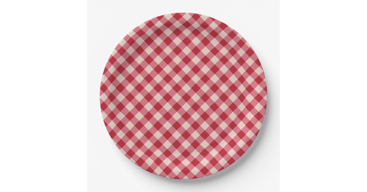 Paper Plates - Red Gingham Pattern | Zazzle