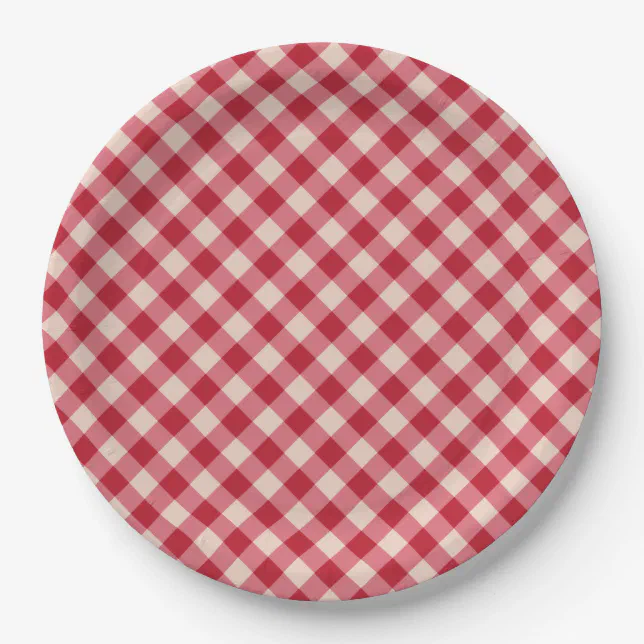 Paper Plates - Red Gingham Pattern | Zazzle