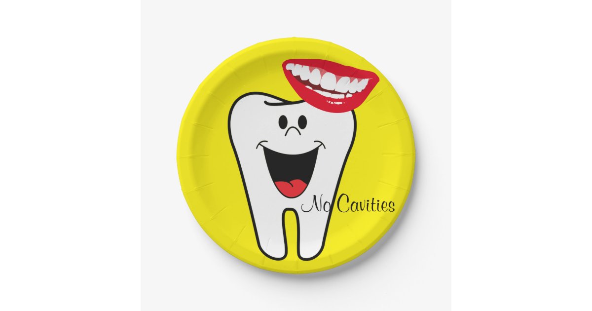 Paper Plates, Tooth Teeth No Cavities Dentist Paper Plates | Zazzle