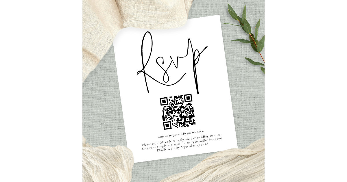 PAPER QR Code Script Wedding RSVP | Zazzle